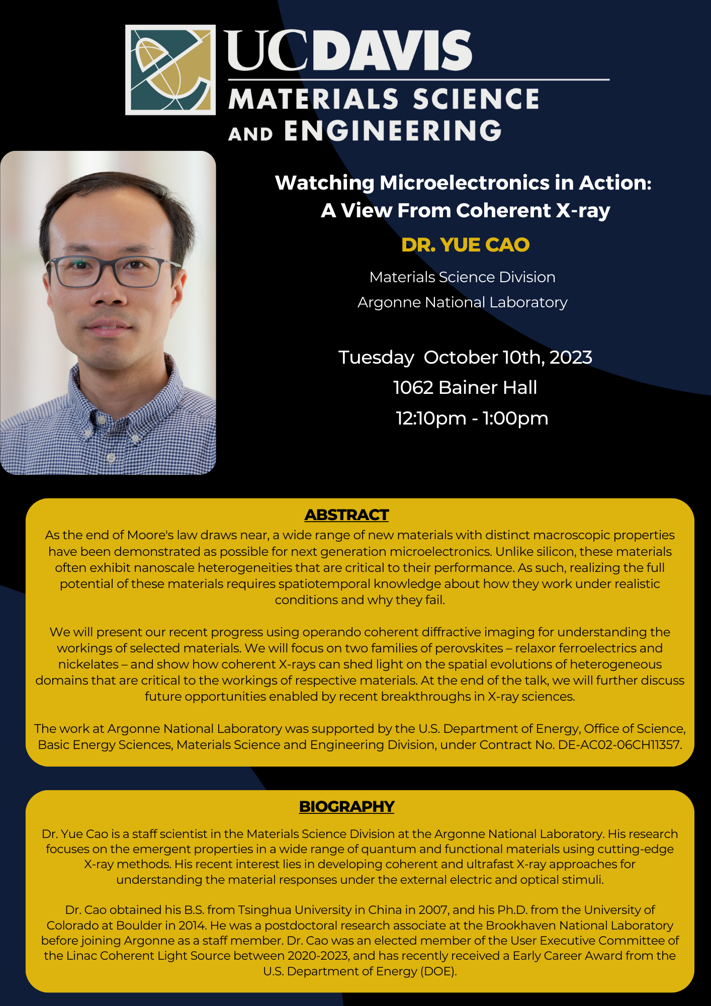 Materials Science and Engineering Weekly Seminar | College of Engineering
